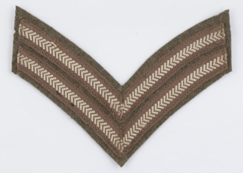 Pair of army corporal stripes on khaki cloth - MTG Hawkes Bay