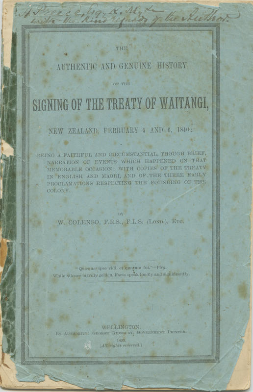Booklet, The Authentic and Genuine History of the Signing of the Treaty ...