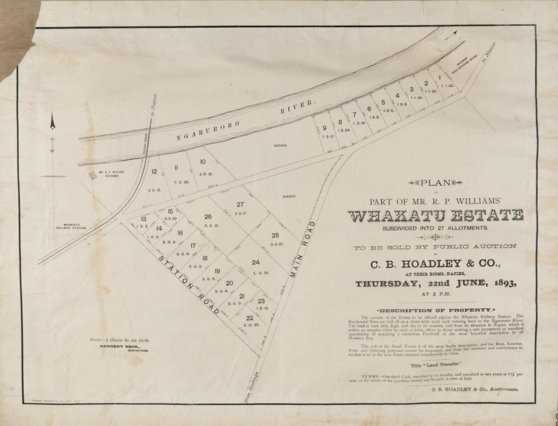 Plan, Whakatu, Estate for sale, Mr R P Williams - MTG Hawkes Bay