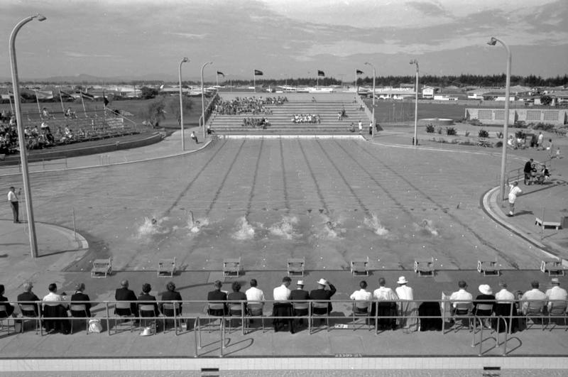 Aerial photograph of the Olympic Pool at Onekawa, Napier - MTG Hawkes Bay