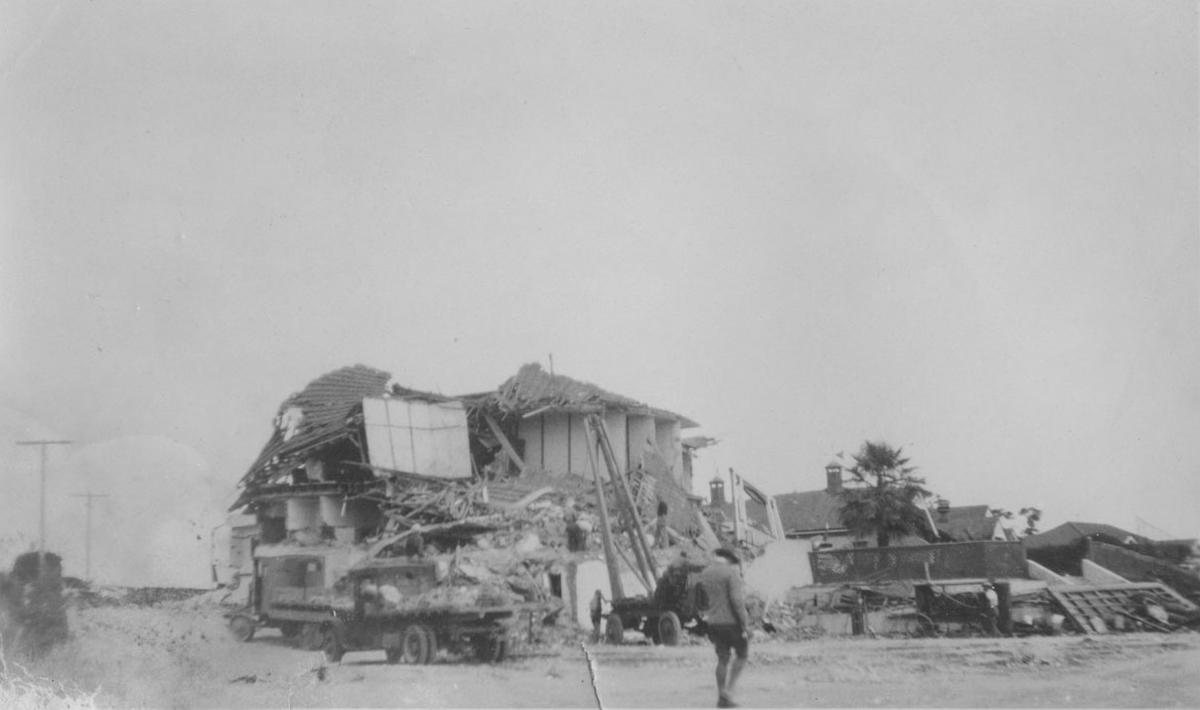 Man walking past scene of earthquake devastation - MTG Hawkes Bay