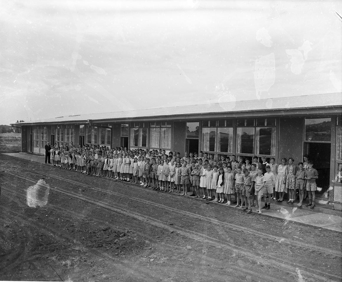 The partially completed intermediate school at Onekawa opened its doors ...